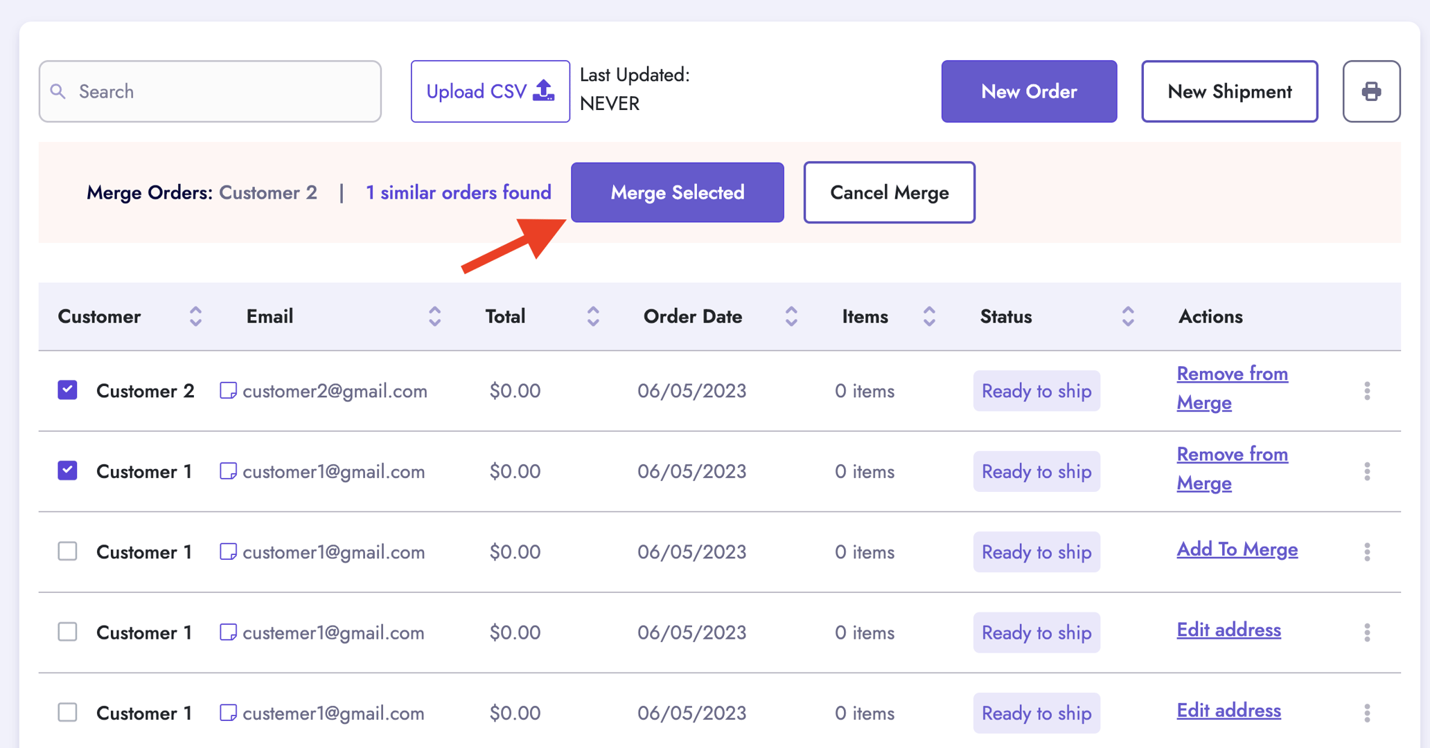 How do I combine orders?
